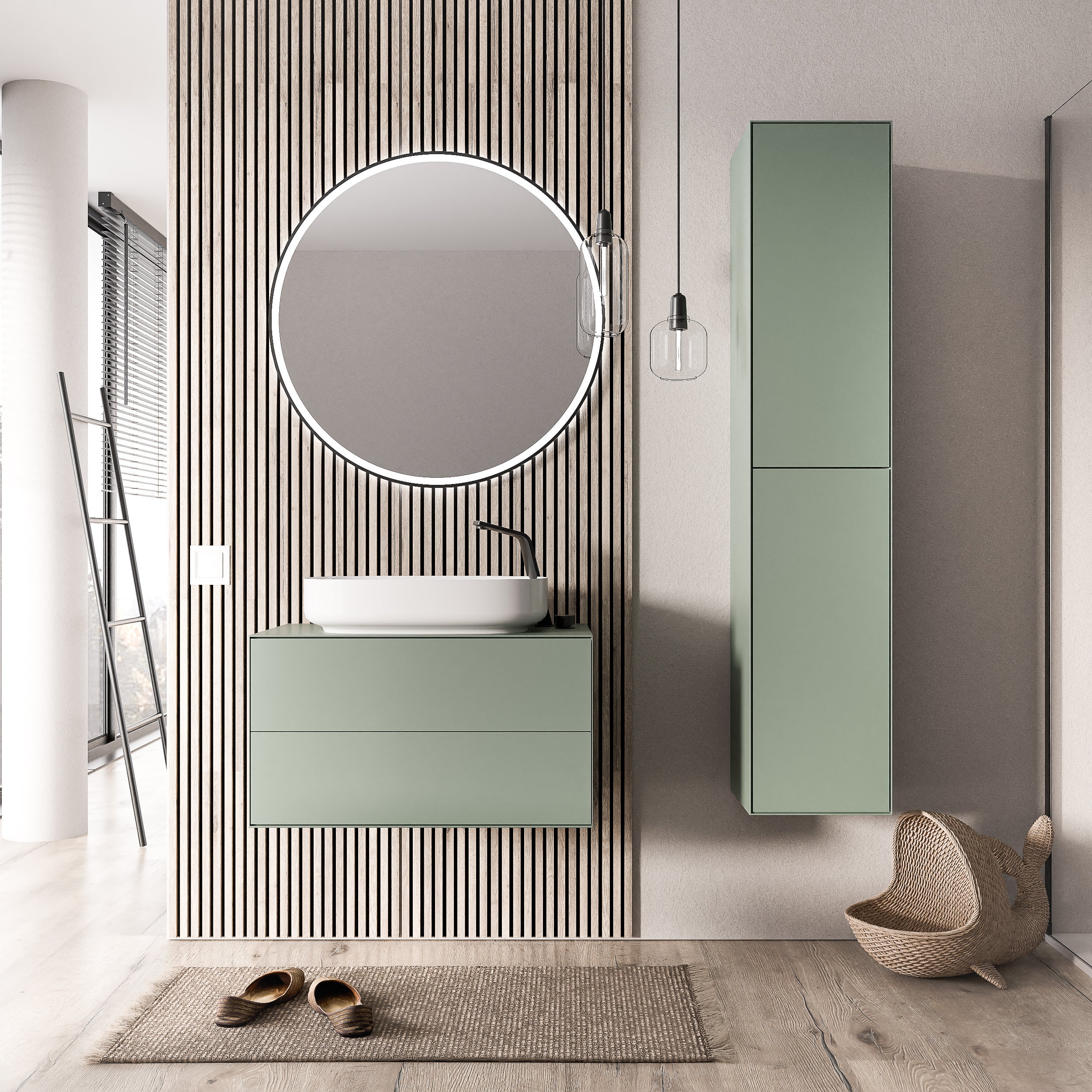 BERNSTEIN - Meuble sous vasque Vert jade mat de salle de bain ...