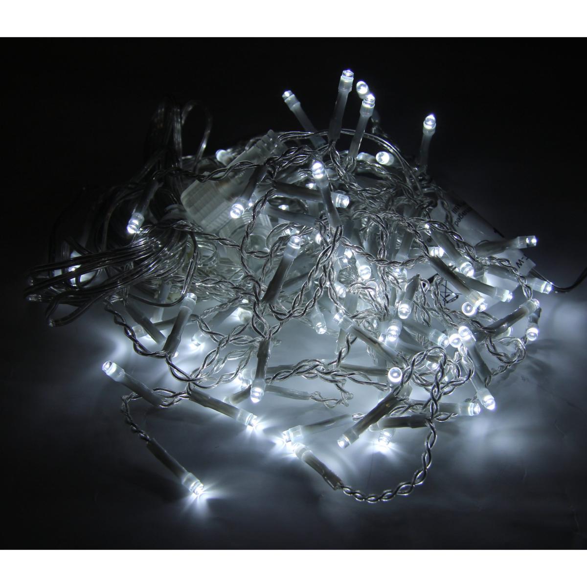 Cortina de LEDs 31V 3M IP44 100 LED TRANSPARENTE (sólo cadena) - Blanco ...