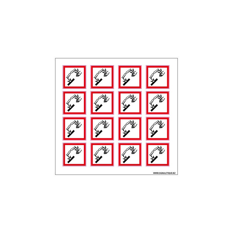 Planche de Pictogrammes MATIERES CORROSIVES (SGH05_PL) 40 x 40 mm ...