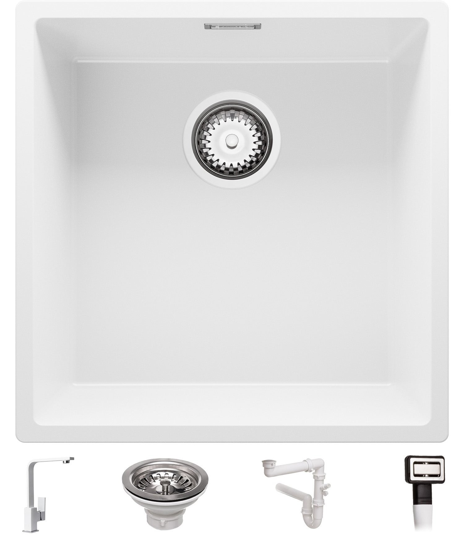 Fregadero Granito Blanco 46x47cm, Fregadero Cocina 1 Seno + Sifón ...