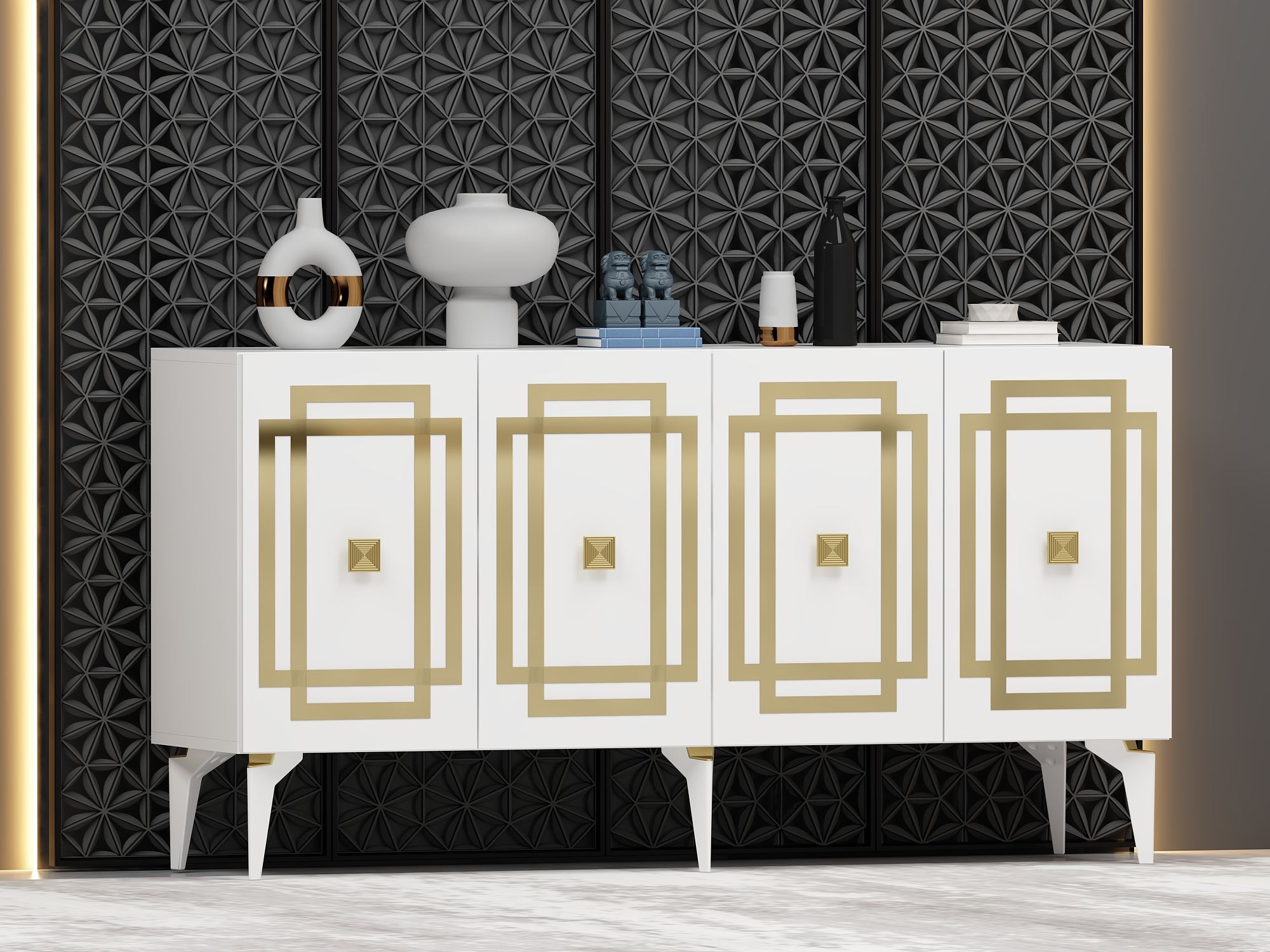 Buffet Lotus Blanc Doré | Leroy Merlin