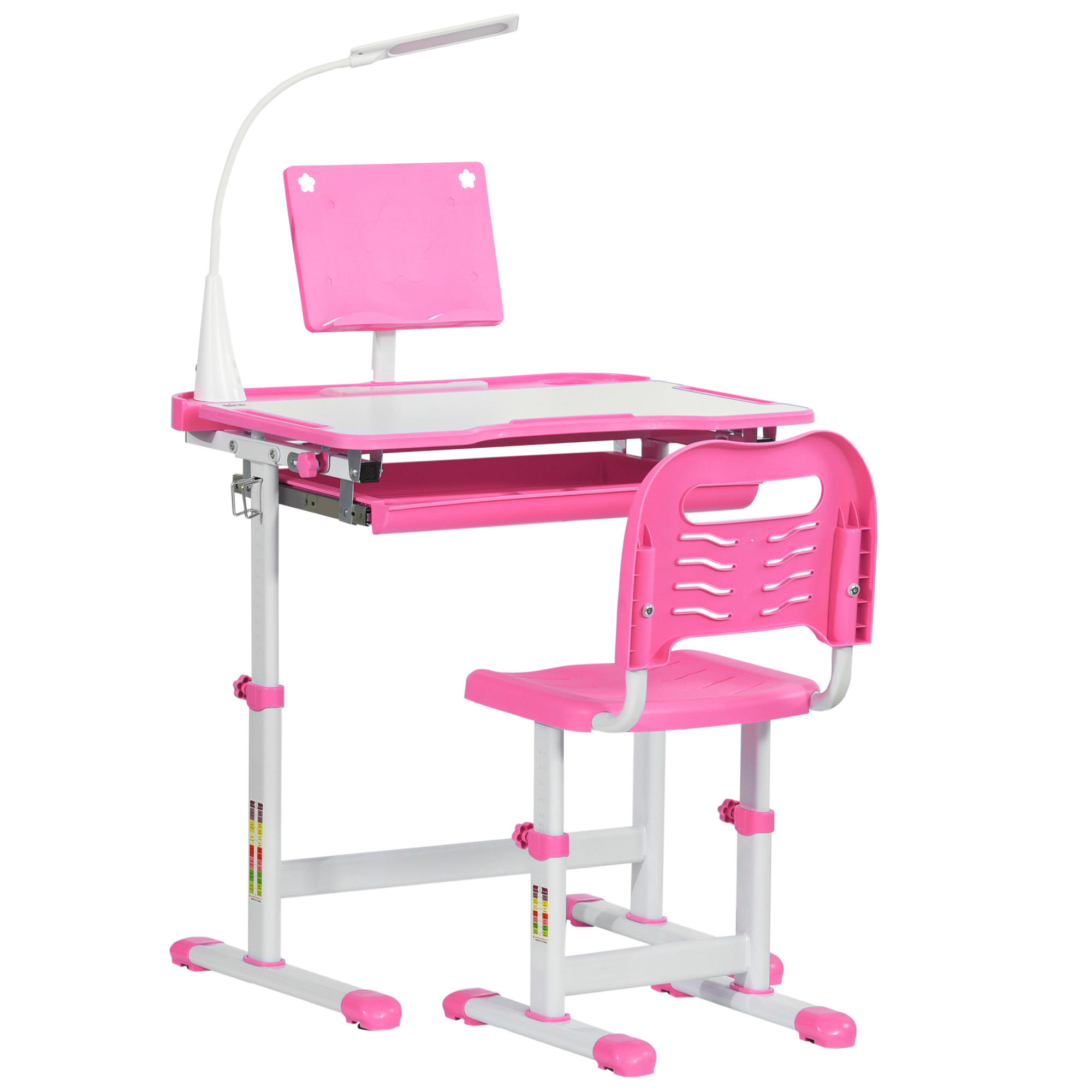 Conjunto de silla y escritorio infantil con lámpara LED, altura ...