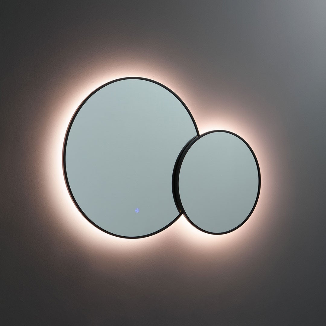 Miroir rond avec bord noir et LED | Leroy Merlin
