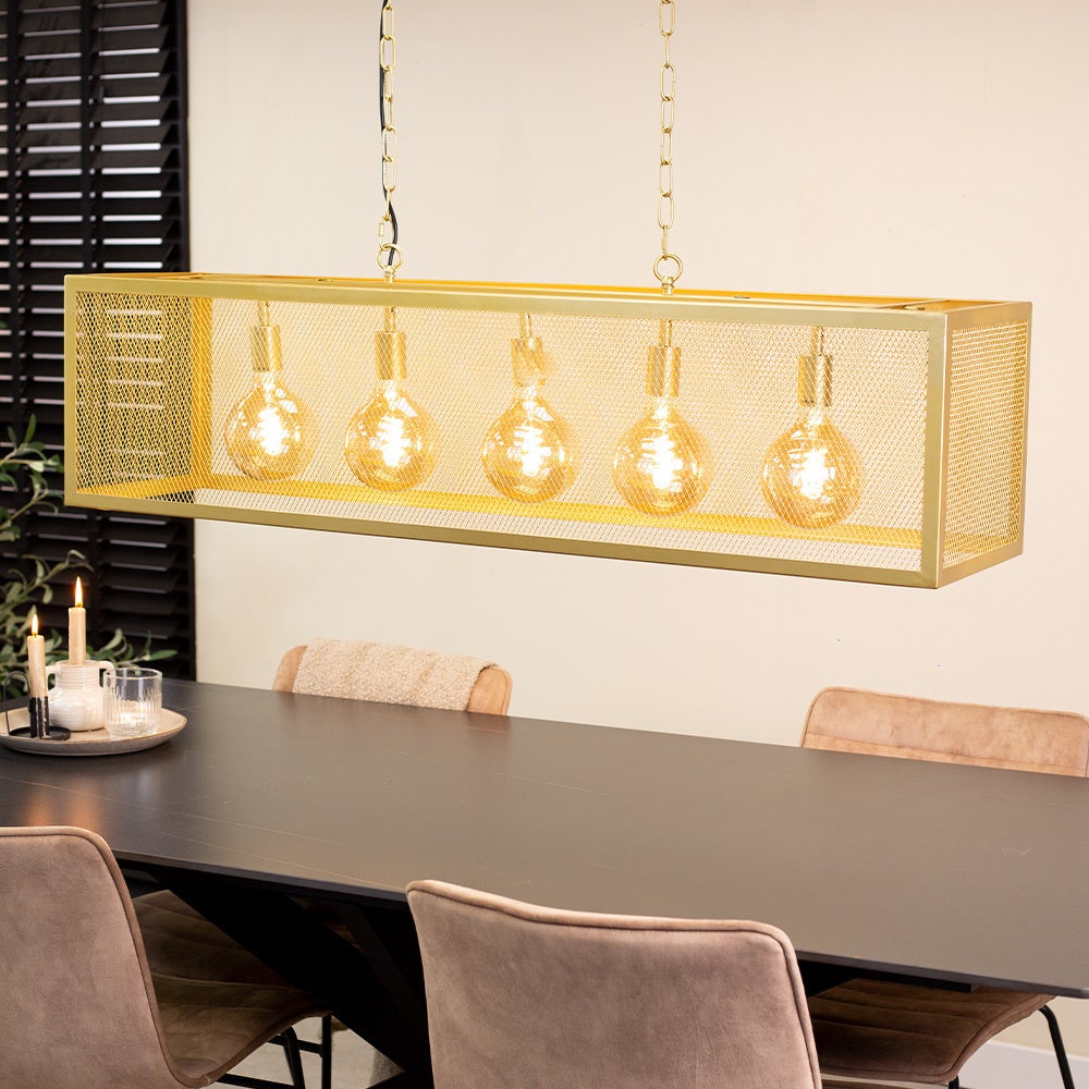 Aiden Suspension Industrielle Dorée - 5 Ampoules | Leroy Merlin