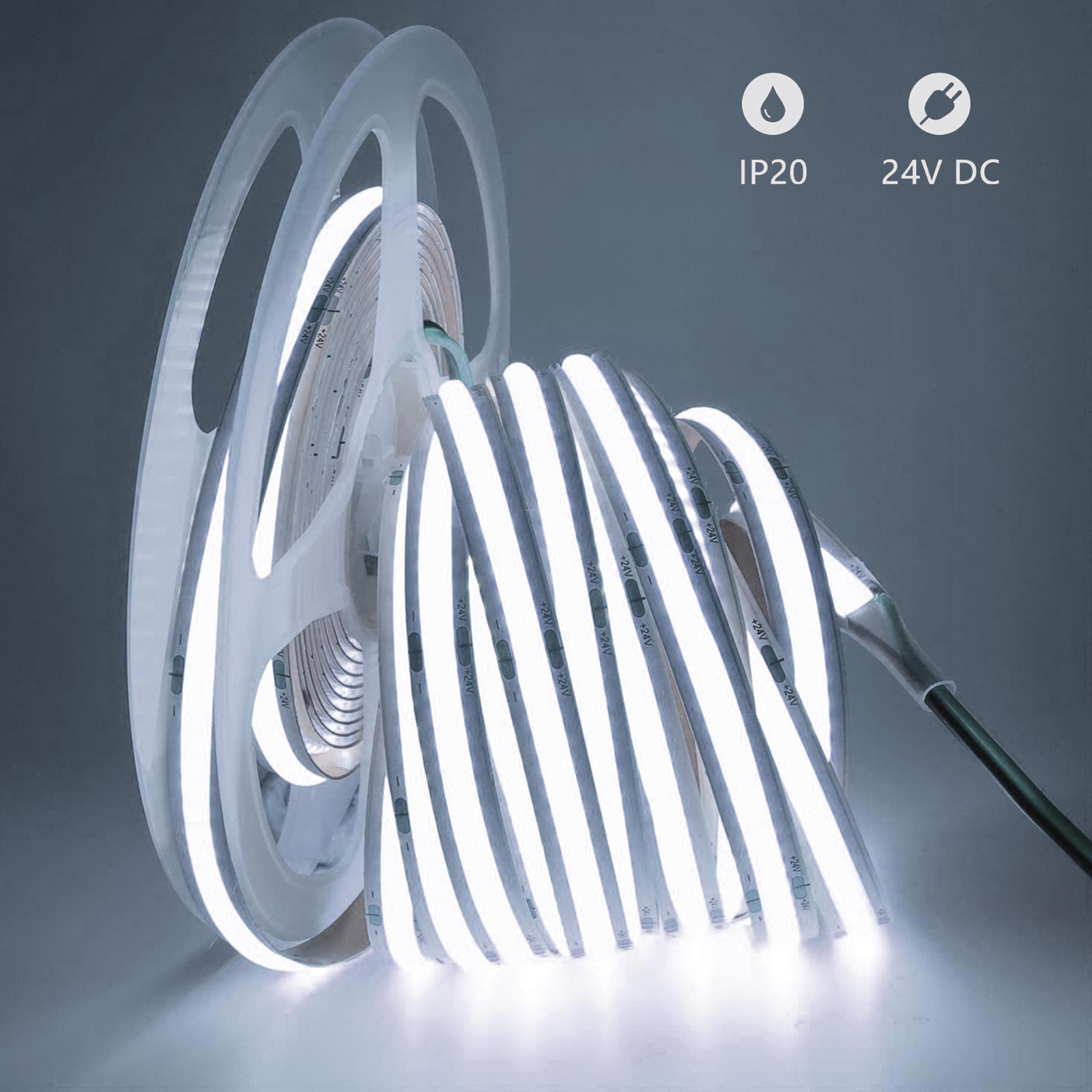 Bande linéaire COB Flex 1600 LED à intensité variable 24 Volts, lame de ...