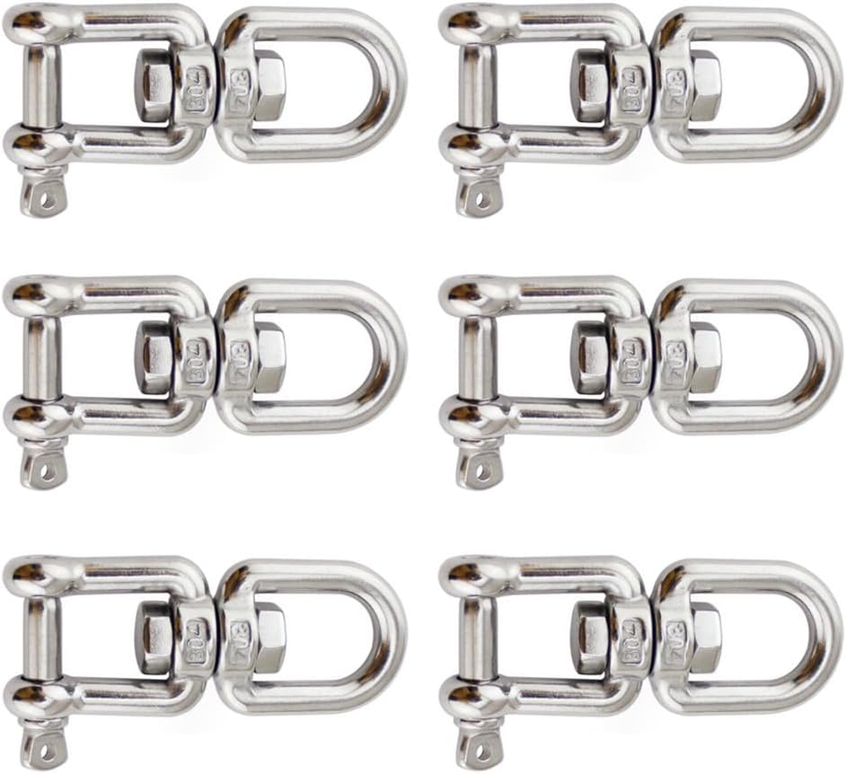 6 Pièces M5 Manille Pivotante en Acier Inoxydable 304 Anneau Pivotant ...