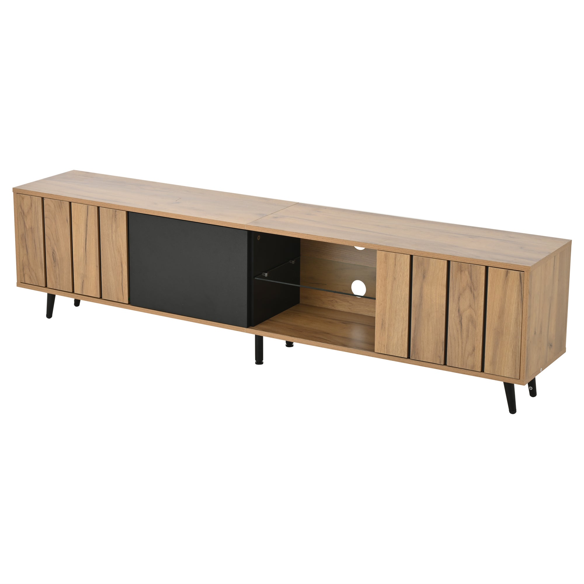 Mueble TV lowboard 175 x 31,5 x 45 cm - 3 armarios, diseño sencillo con ...