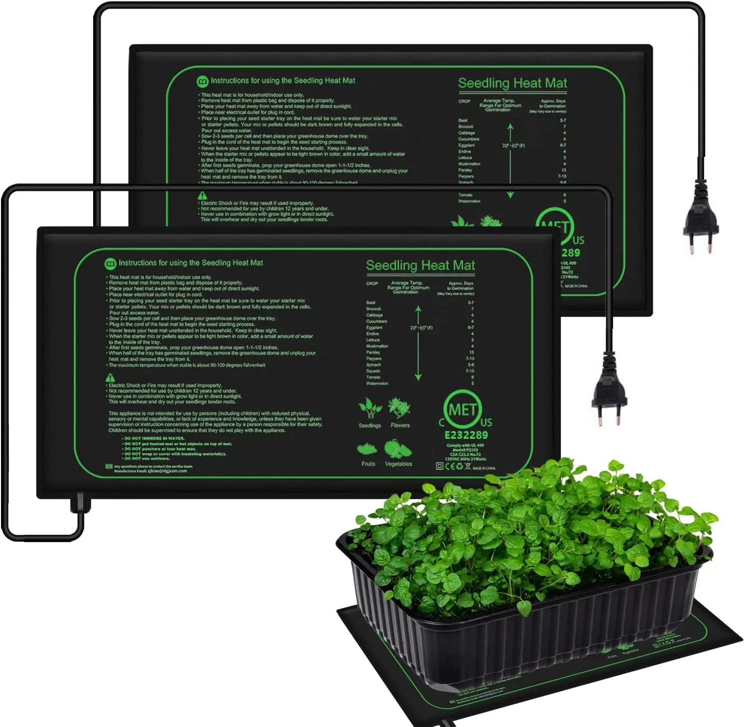 Lot de 2 tapis chauffants pour semis 21 W pour démarrer les semis ...