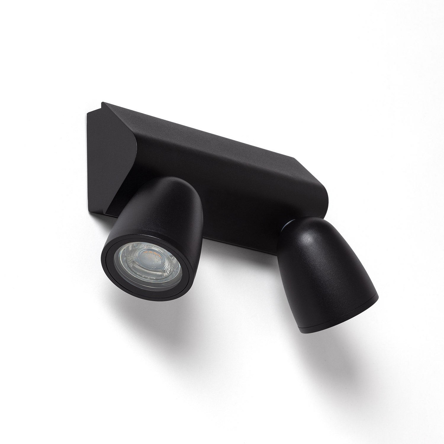 Applique Murale Extérieure LED Aluminium Abel Large Deux Spots Noir ...