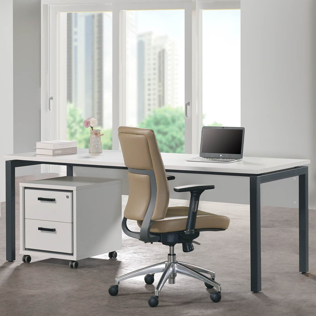 MODIA - Bureau 200cm + Caisson à Roulettes H50cm | Leroy Merlin