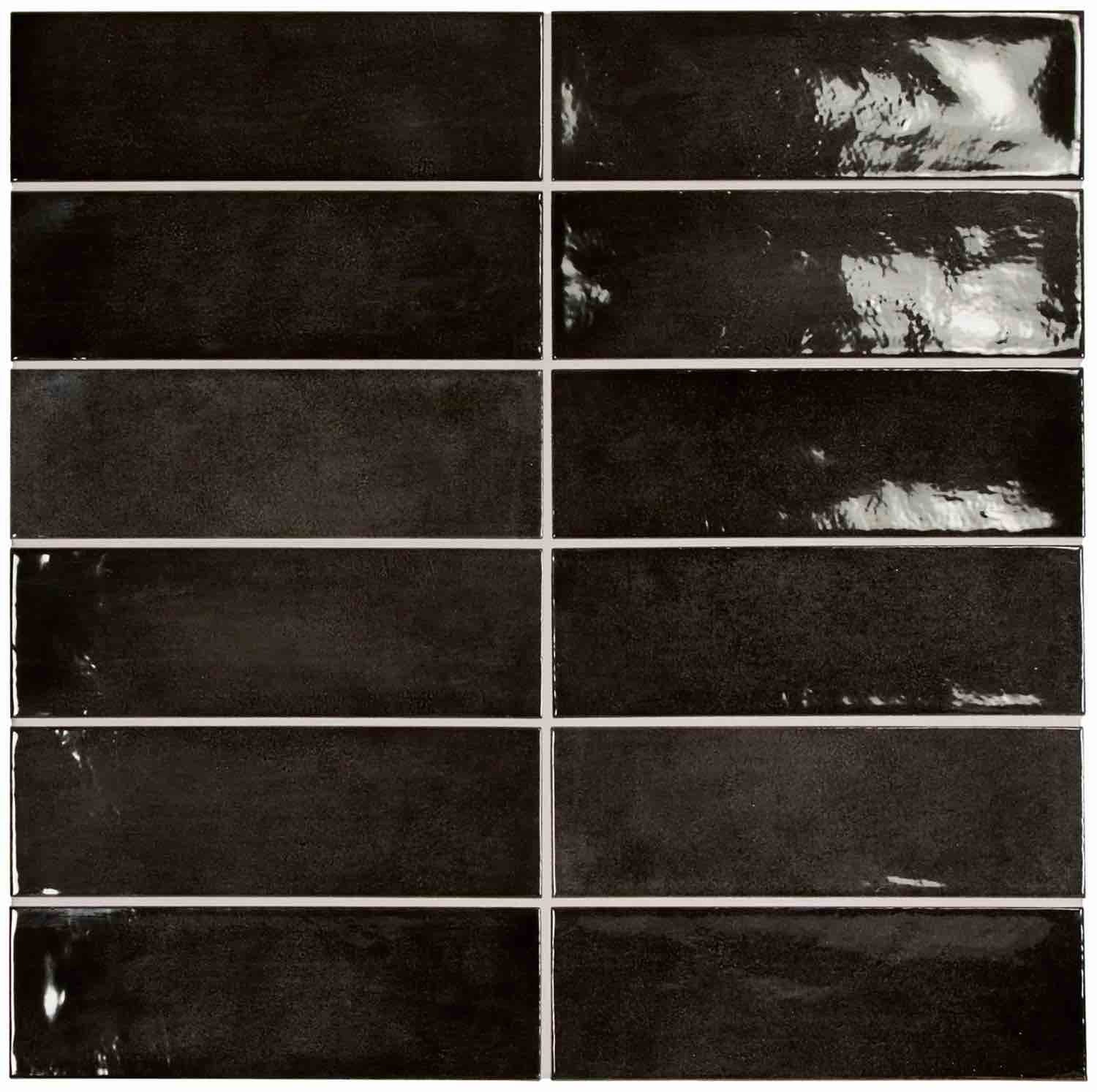 Faïence Effet Zellige Noir VILLAGE 6,5x20 Black - Les Carreaux de Jean ...