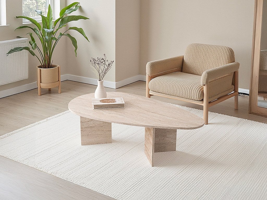 Table basse - Effet travertin beige - LOMARETI | Leroy Merlin