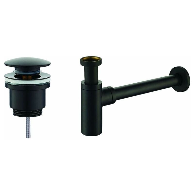 Ensemble vidage et siphon noir mat - Modèle rond - Noir mat | Leroy Merlin