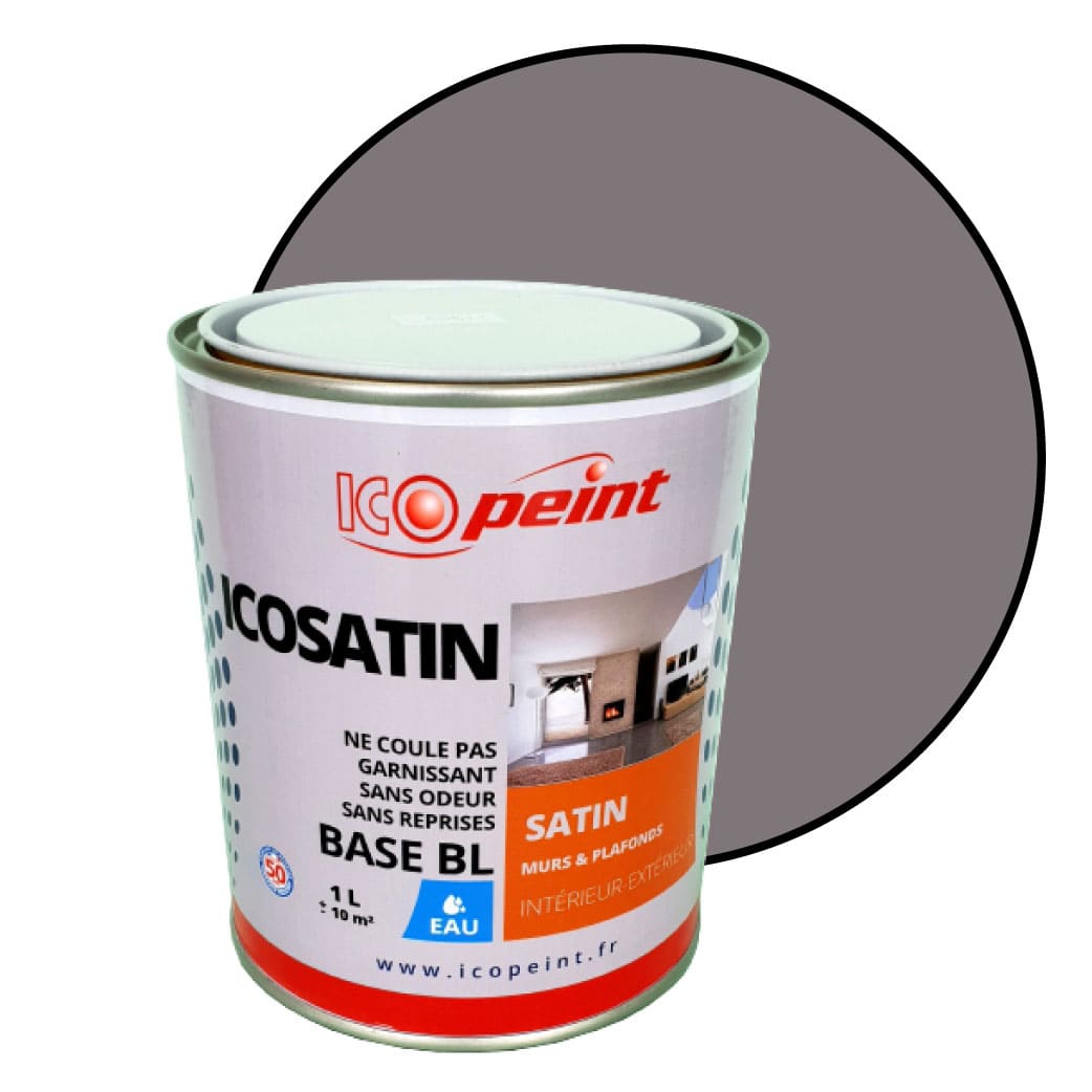 Peinture murs Acrylique Satin Lessivable 1L - ICOSATIN - RAL 7036 Gris ...