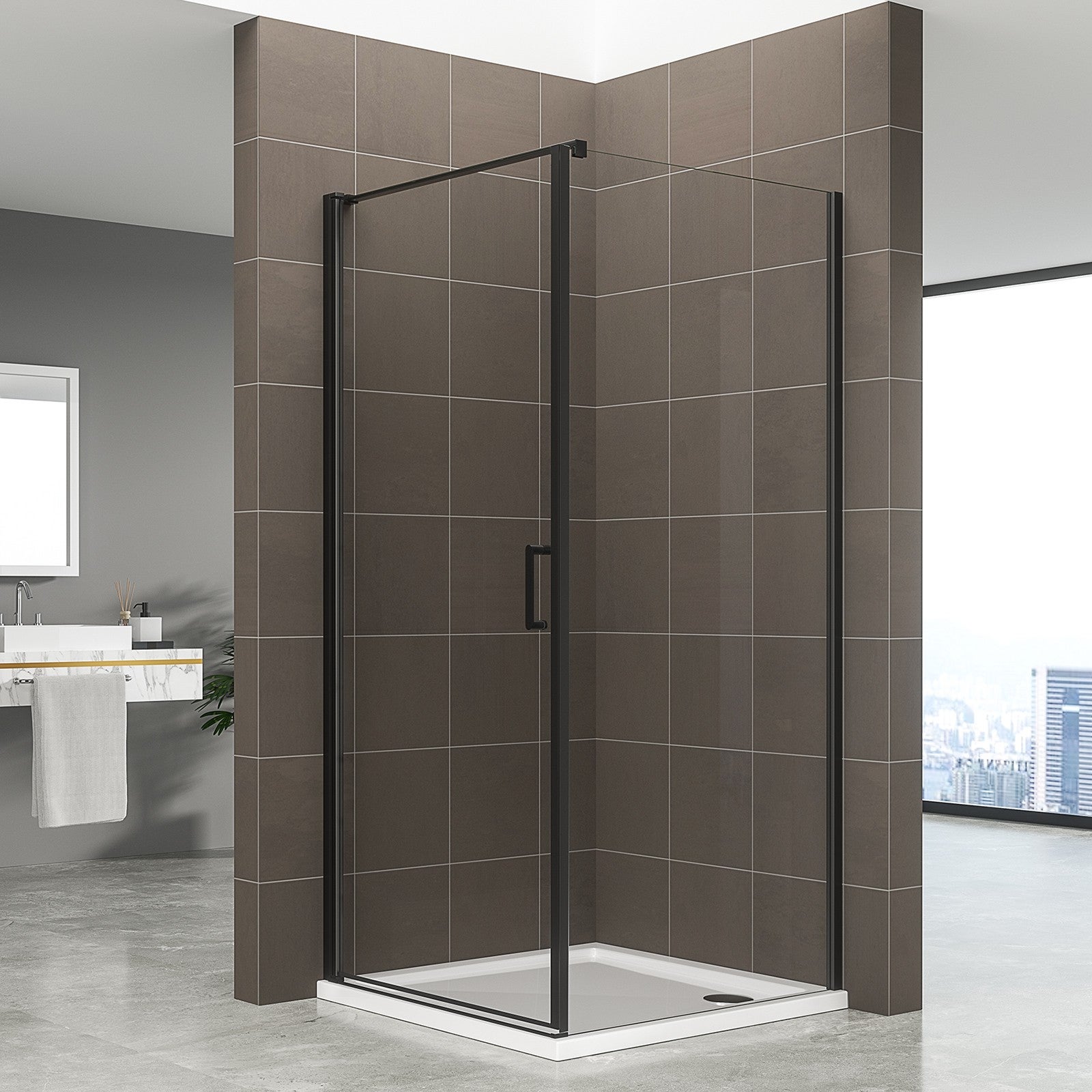 HELENA-BLACK Cabine de douche 80x80 cm H190 cm porte battante verre 6 ...