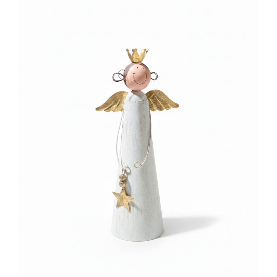 Angel Navideño Blanco y Dorado de Metal 21 x 12 x 9 cm | La Loja de Ana ...