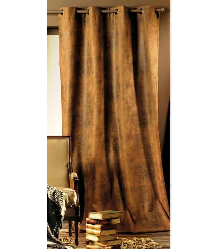 Rideau thermique aspect faux cuir usé marron - 140x260cm - Marron clair ...