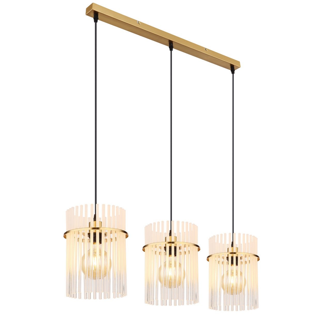 Globo Gorley Suspension de bar dorée, abat-jour en verre opale mat, 3 ...