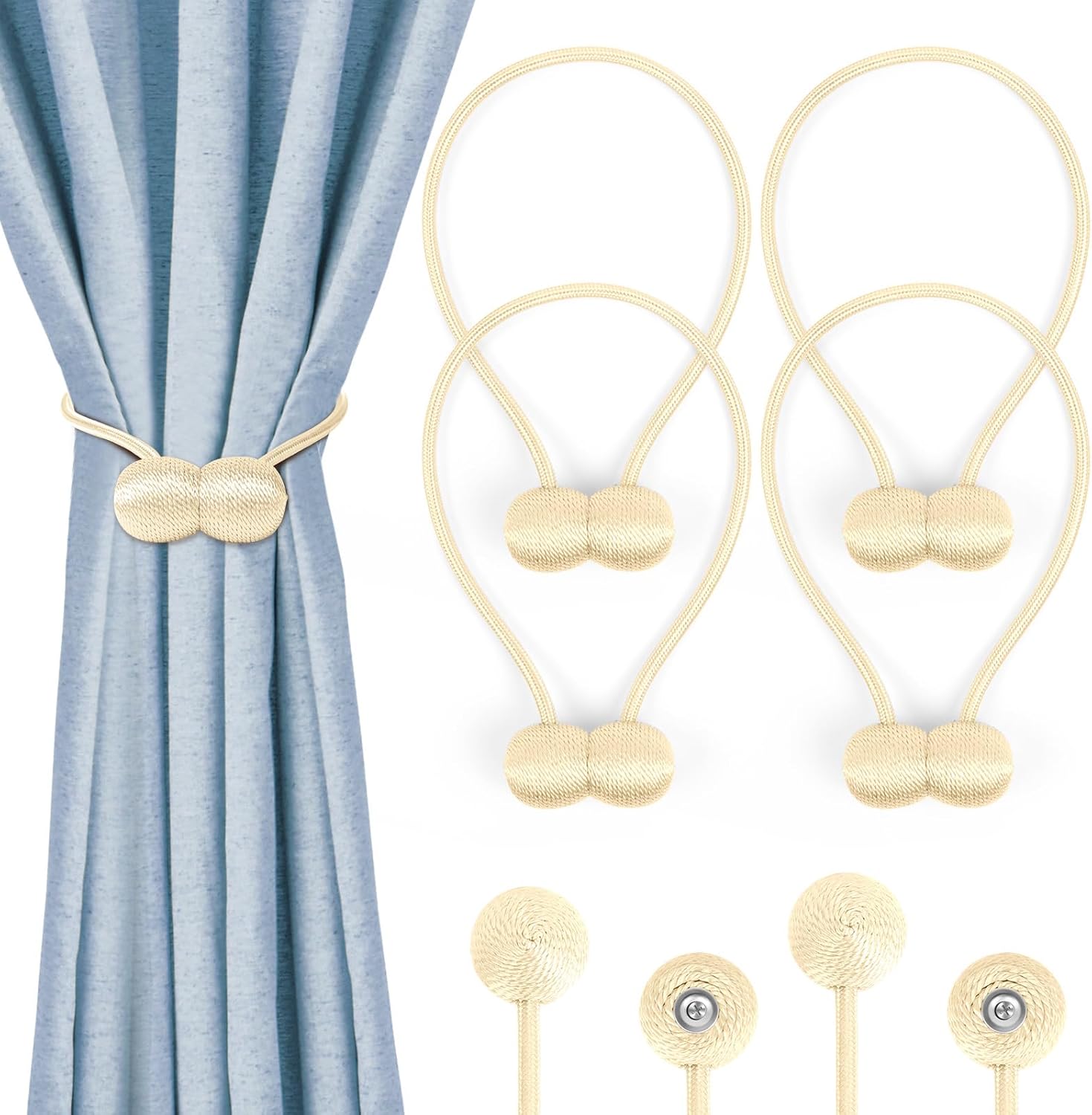 Embrasses pour Rideaux Magnétiques - 4 Pièces Attache Rideau sans ...