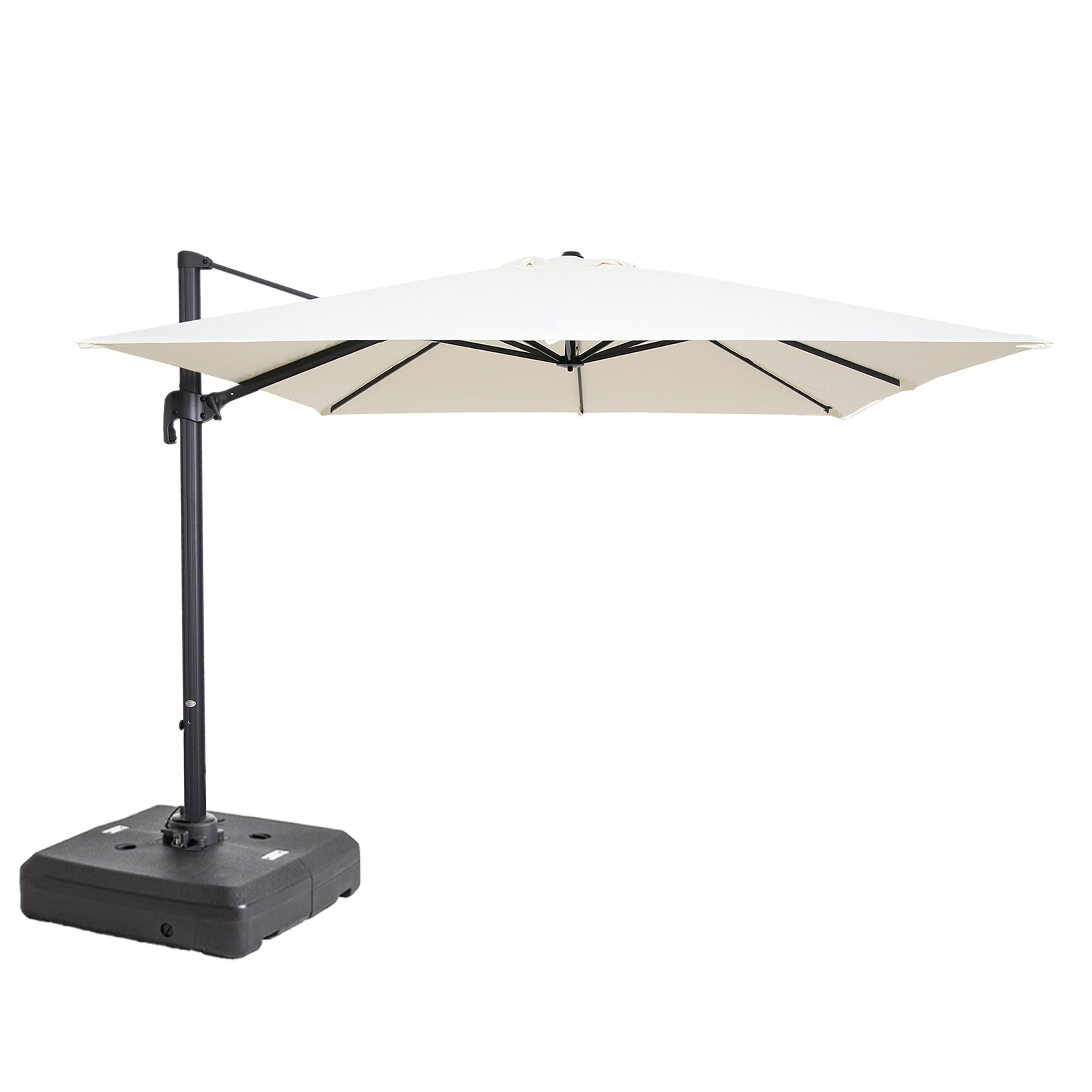 Parasol desplazado de 3x3m y base con ruedas de aluminio blanco | Leroy ...
