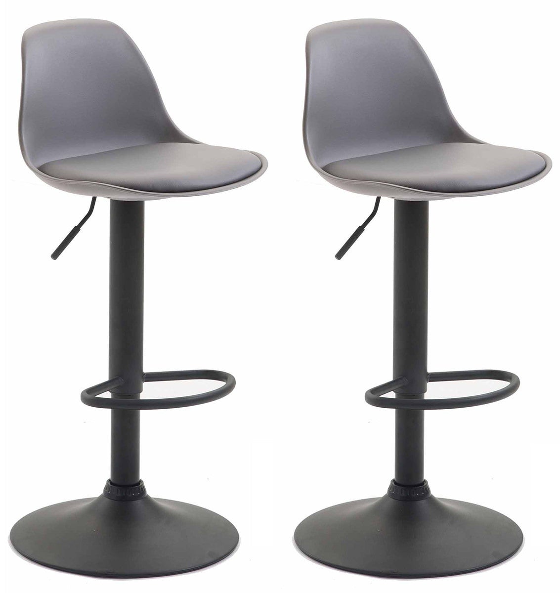 Lot de 2 tabourets de bar moderne et confortable assise en PVC gris ...