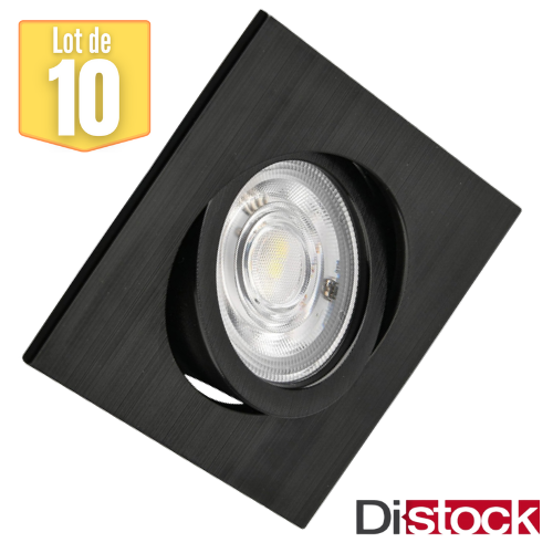 Lote de 10 focos LED empotrables 3en1 cuadrados negros 7W IP20 | Leroy ...