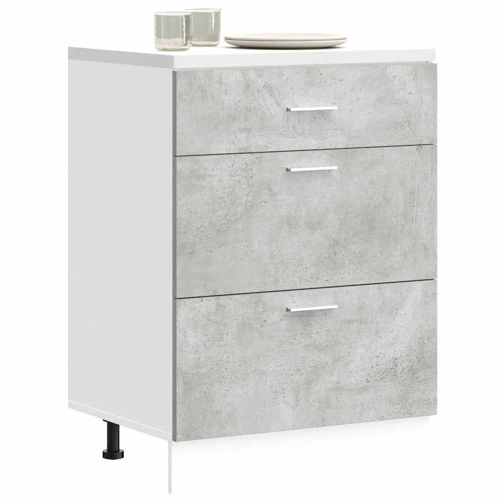 Meuble bas de cuisine Gris béton Bois d'ingénierie | Leroy Merlin
