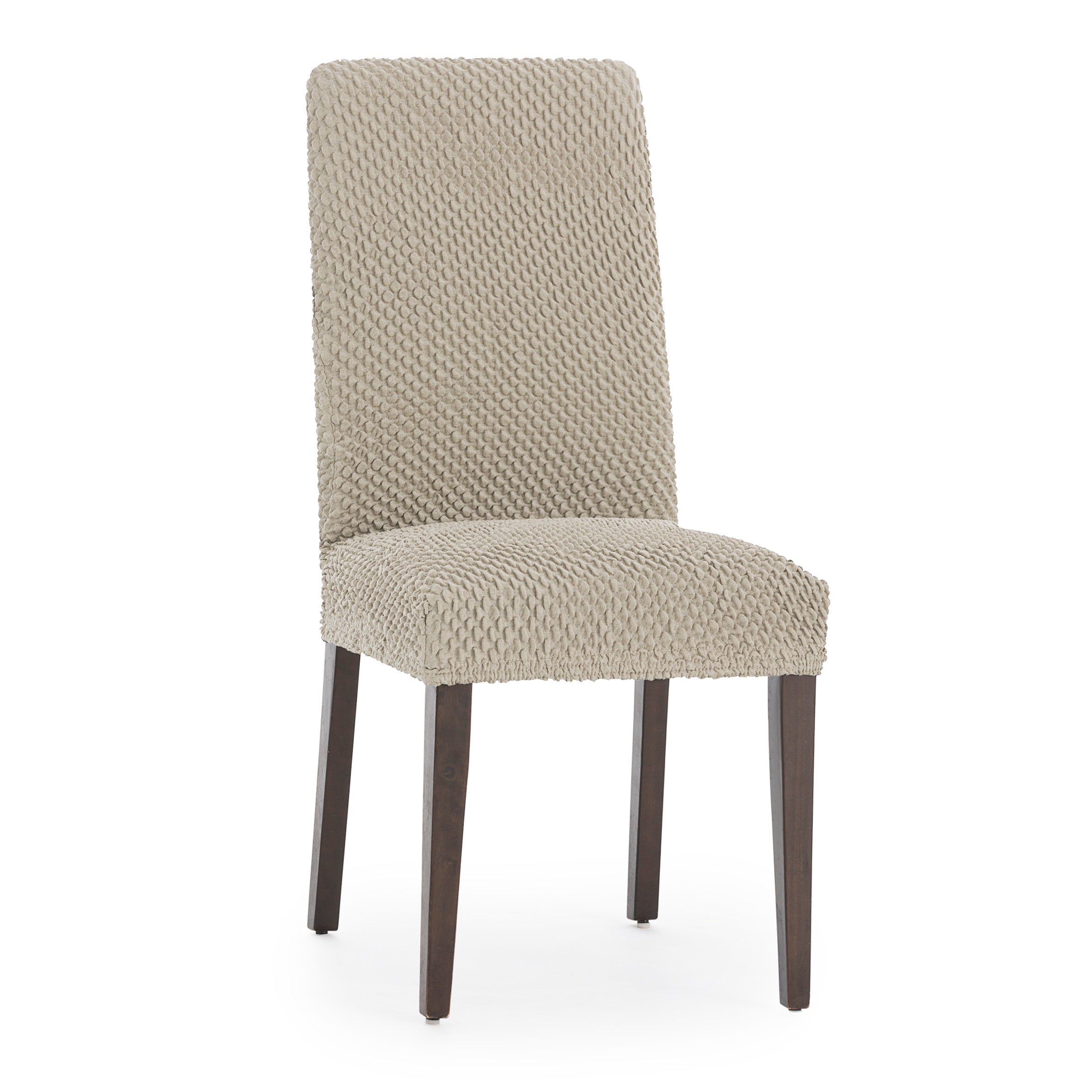 Pack 2 housses de chaise avec dossier extensible taupe 40 - 55 cm ...