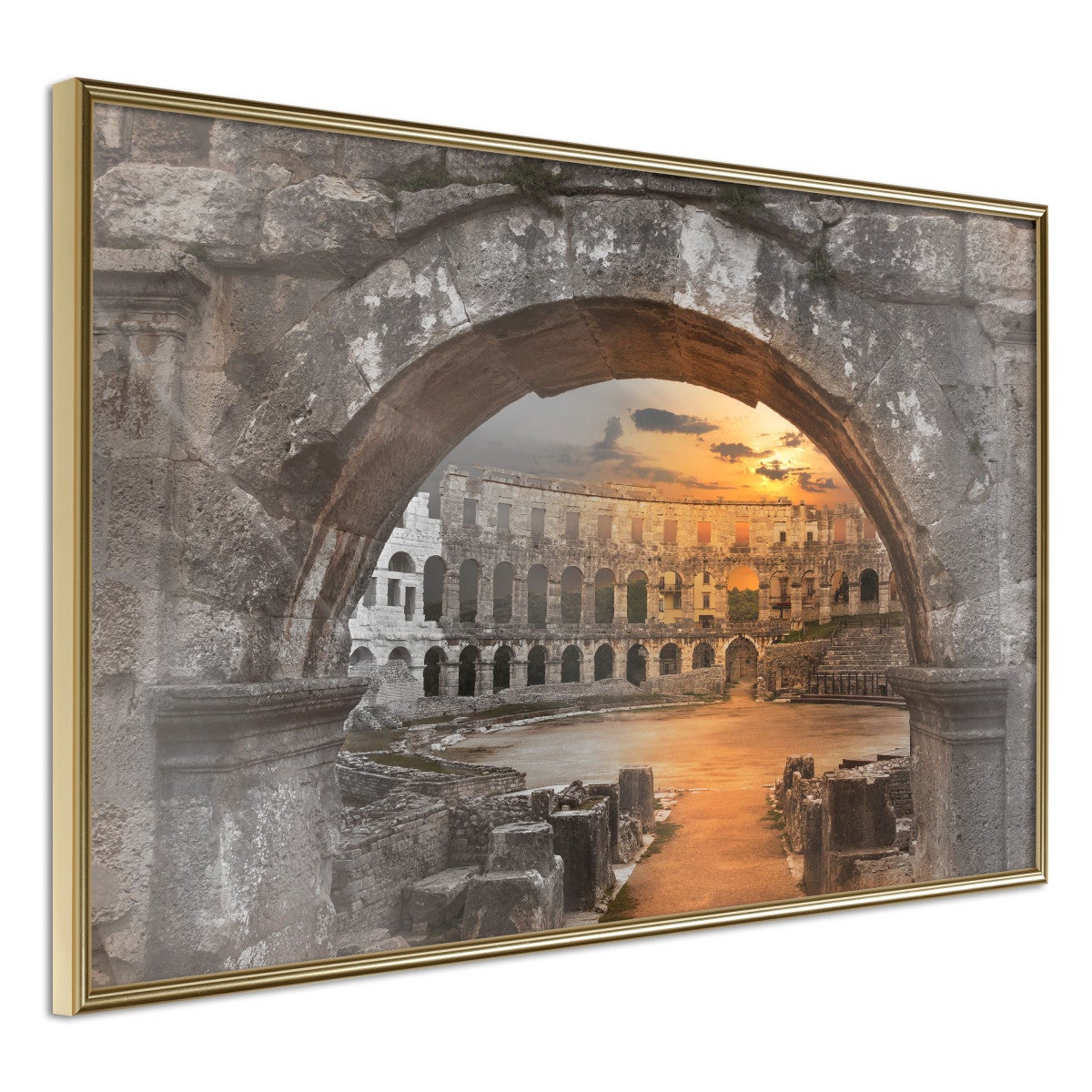 Affiche Murale Encadrée "Sunset in the Ancient City" 30 x 20 cm Or ...