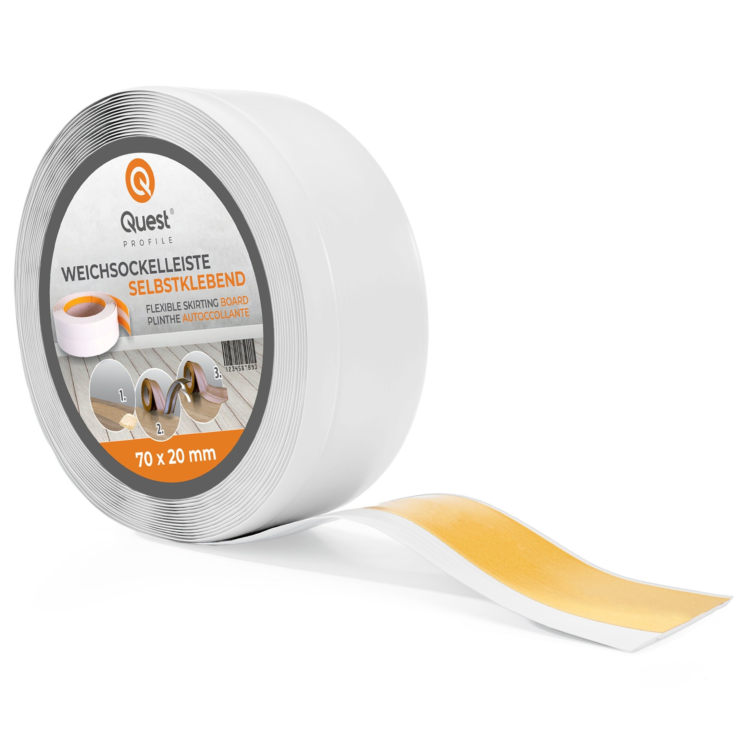 QUEST Rodapié PVC 70x20mm, 5m, autoadhesivo, rodapiés blando, zócalo ...