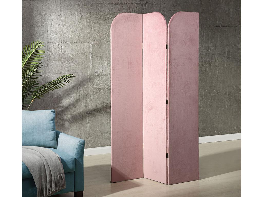 Paravent 3 pans en velours uni 120 x 180 cm VELVET - Rose | Leroy Merlin