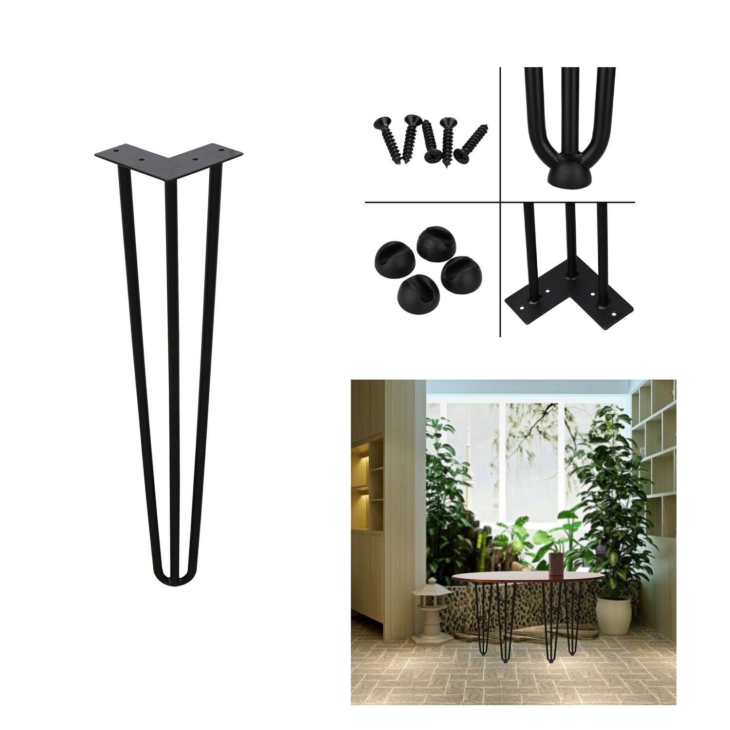 4PCS Pied de Table 30cm, Pied Epingle en Métal,3 stands Pied de Meuble ...