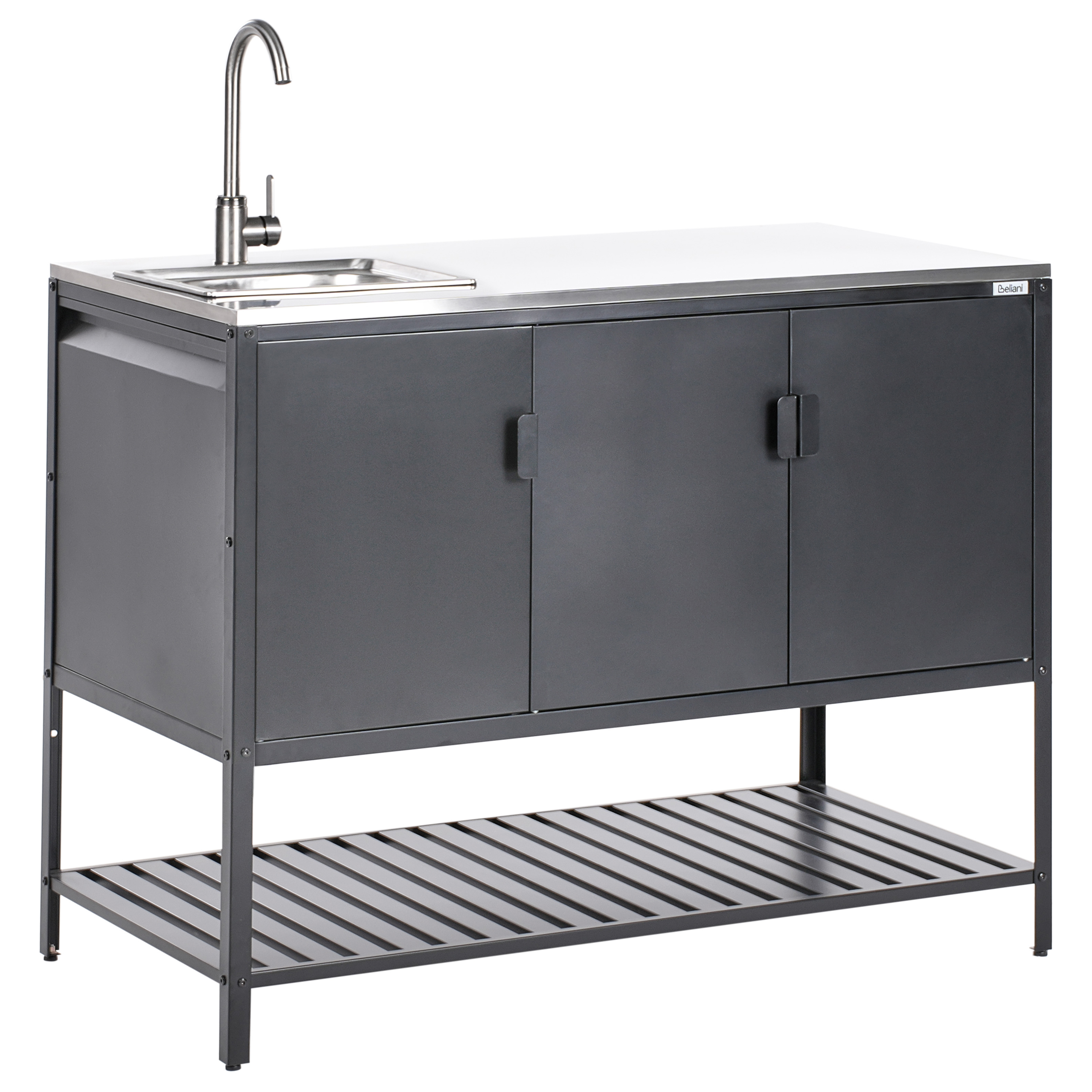 Meuble de cuisine d'extérieur avec évier MAENZA Noir Métal | Leroy Merlin
