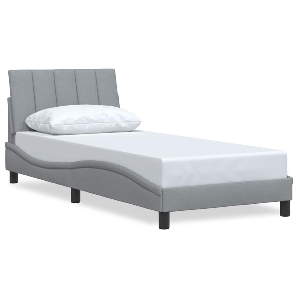 Lit simple，Lit adulte，Cadre de lit sans matelas gris clair 90x190 cm ...