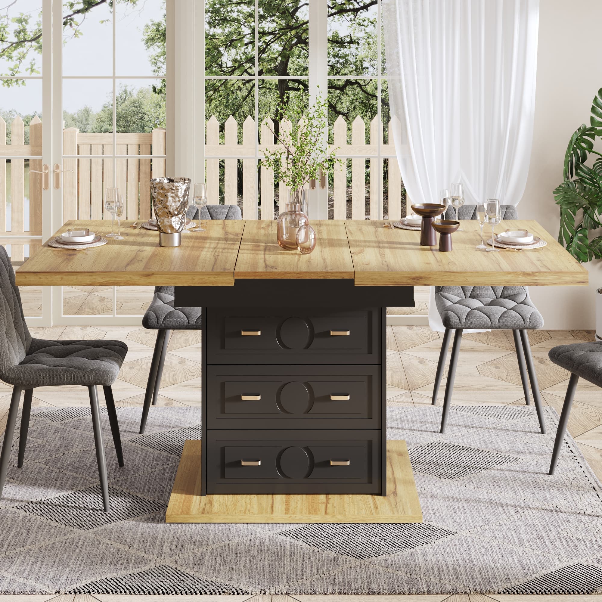 Mesa de comedor extensible 110 x 80 x 75 cm - con extensión hasta 140 ...