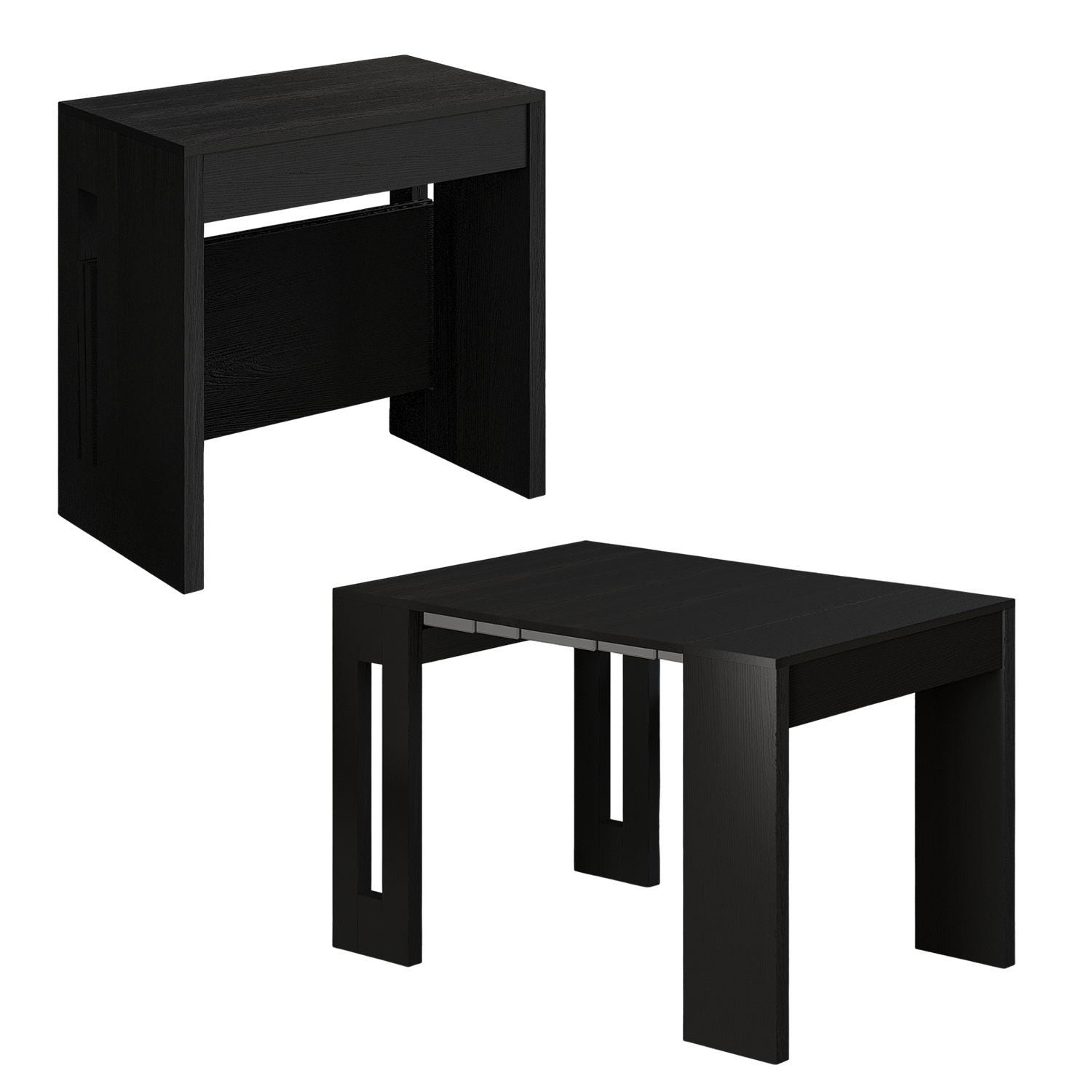 Mesa de comedor de madera extensible "Nivo" - 80 x 44 x 76 cm - Negro ...