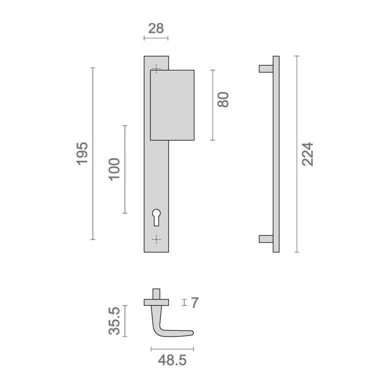 Ensemble palière étroit pour serrure type PS clé L HERACLES B HIONNA ...