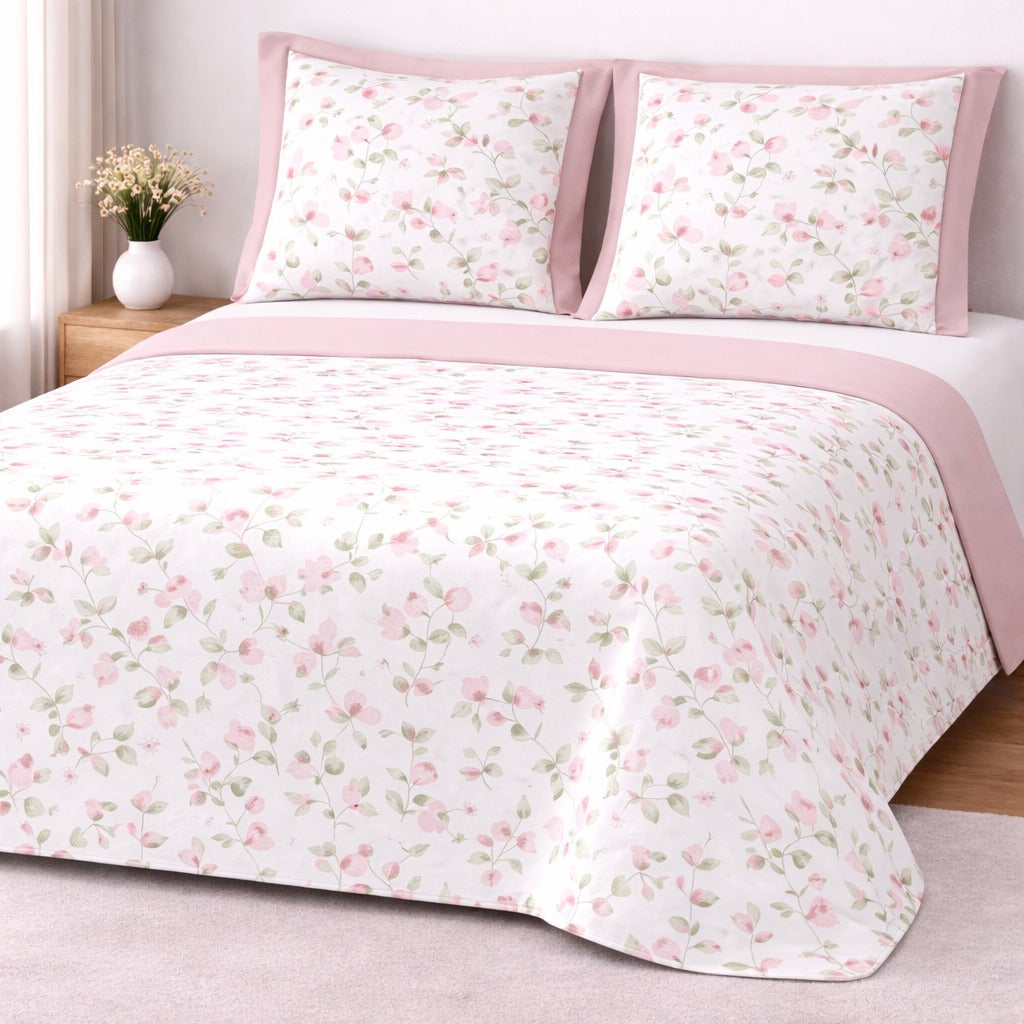 Parure de Draps en Percale Lilya Rose 160 Fils Lit de 90cm Donegal ...