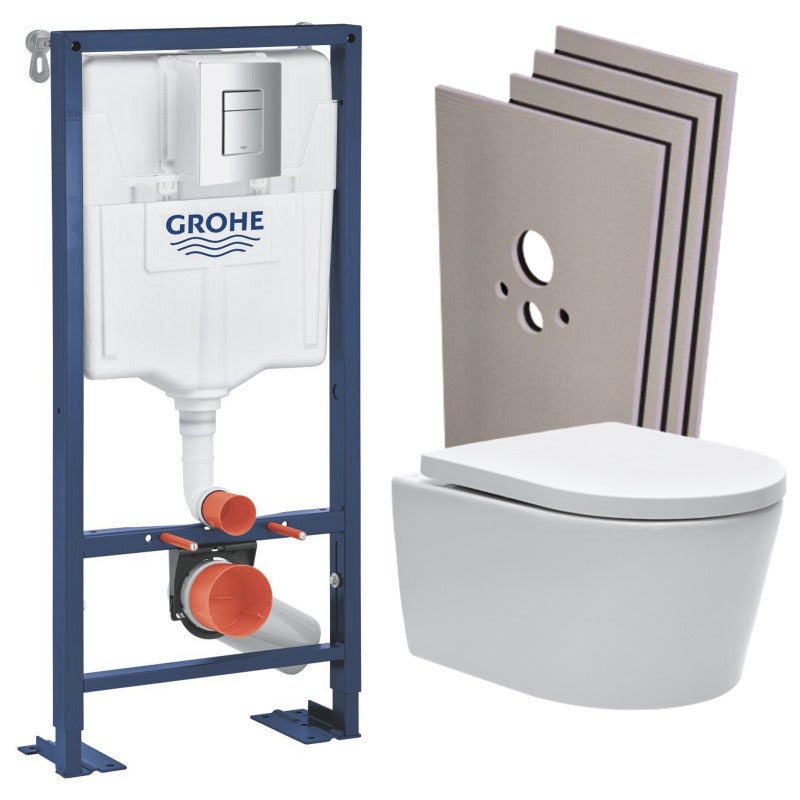SOLIDO Pack Bâti-support + cuvette + Plaque chrome + Set de montage ...