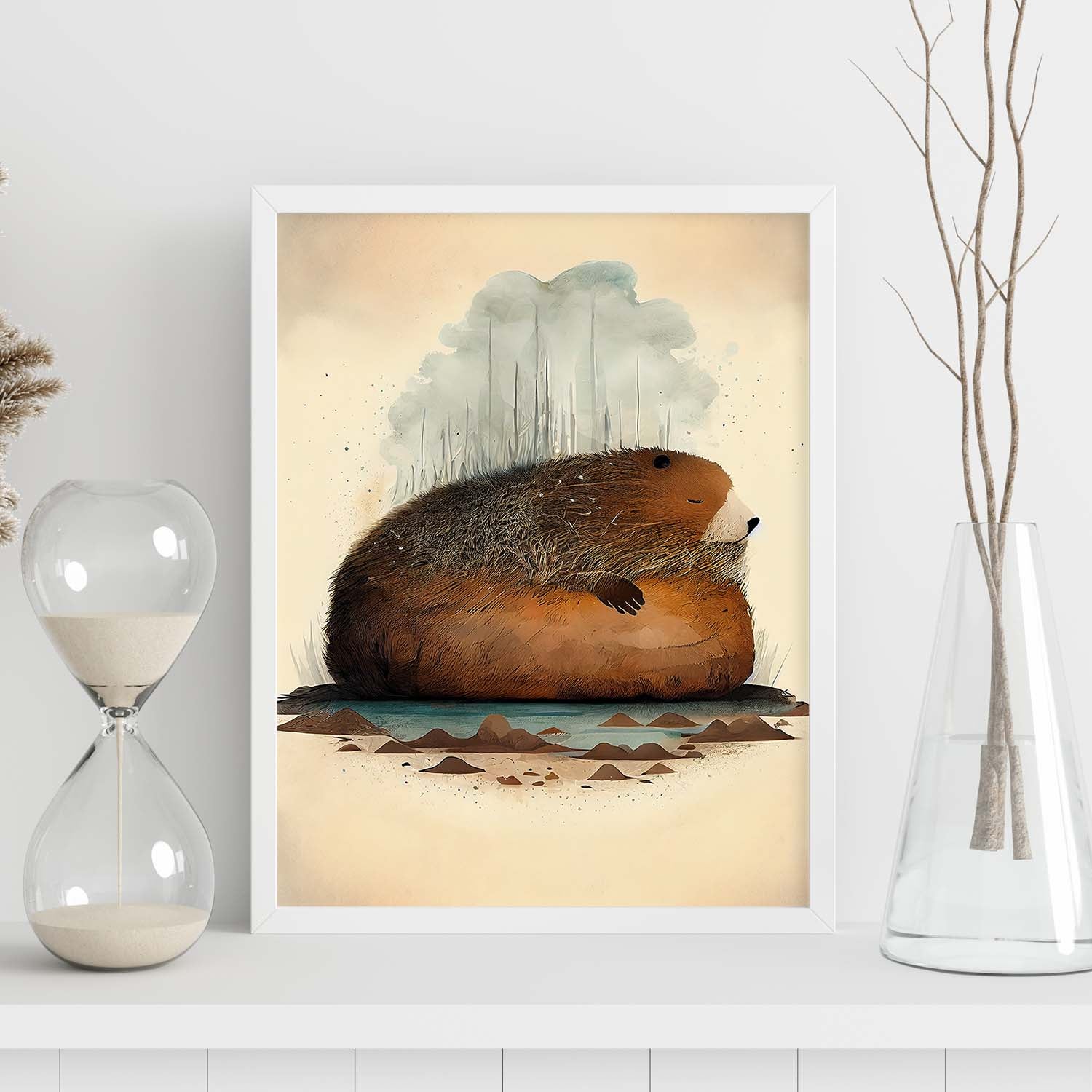 Affiche Castor Dans Le Style Précisionnisme Illustrations D'animaux ...