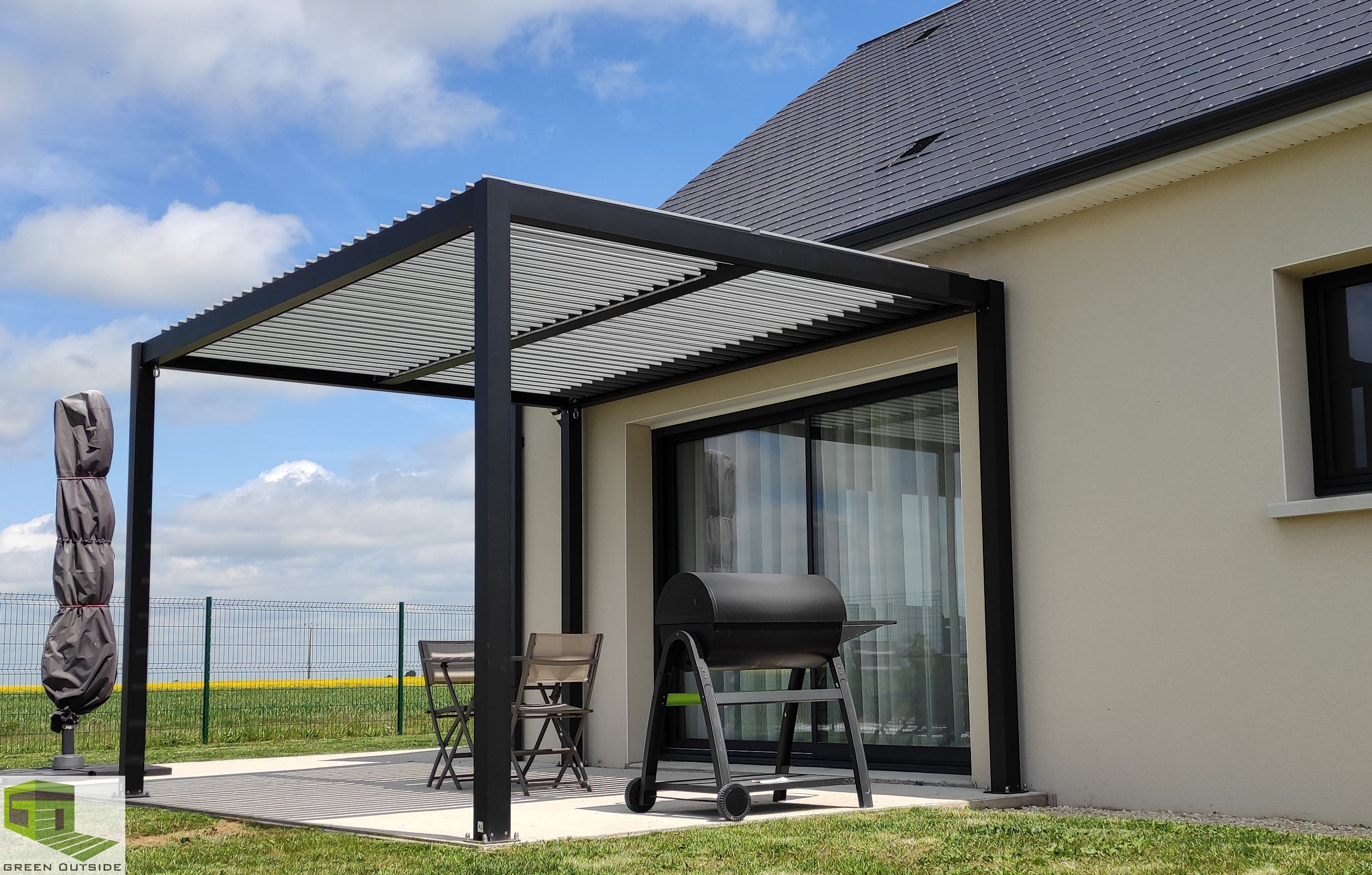 Pergola Bioclimatique ALUMINIUM 12m² EVENT Manuelle autoportante 4x3m ...