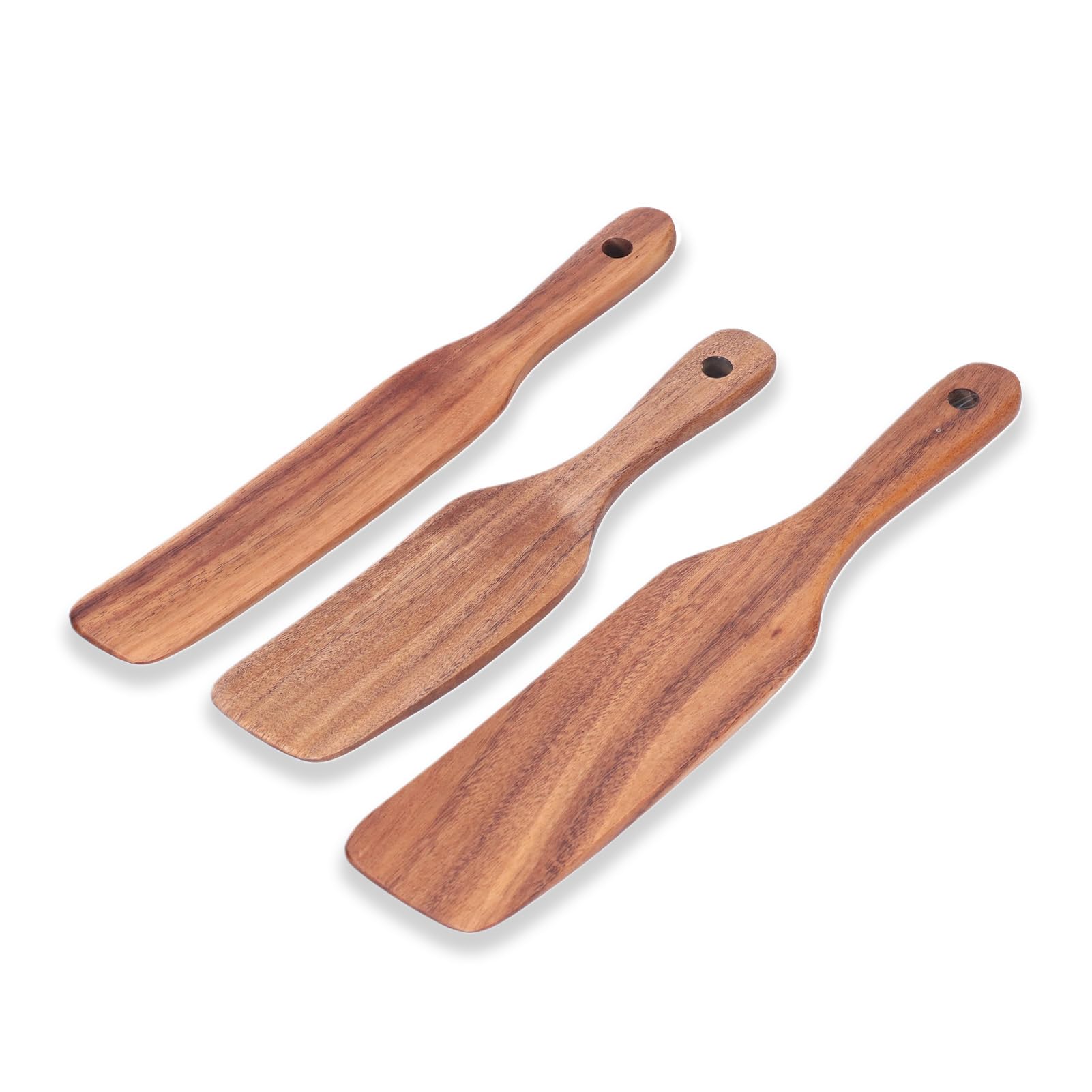 Juego de 3 espátulas de madera con ranuras, utensilio de cocina para ...