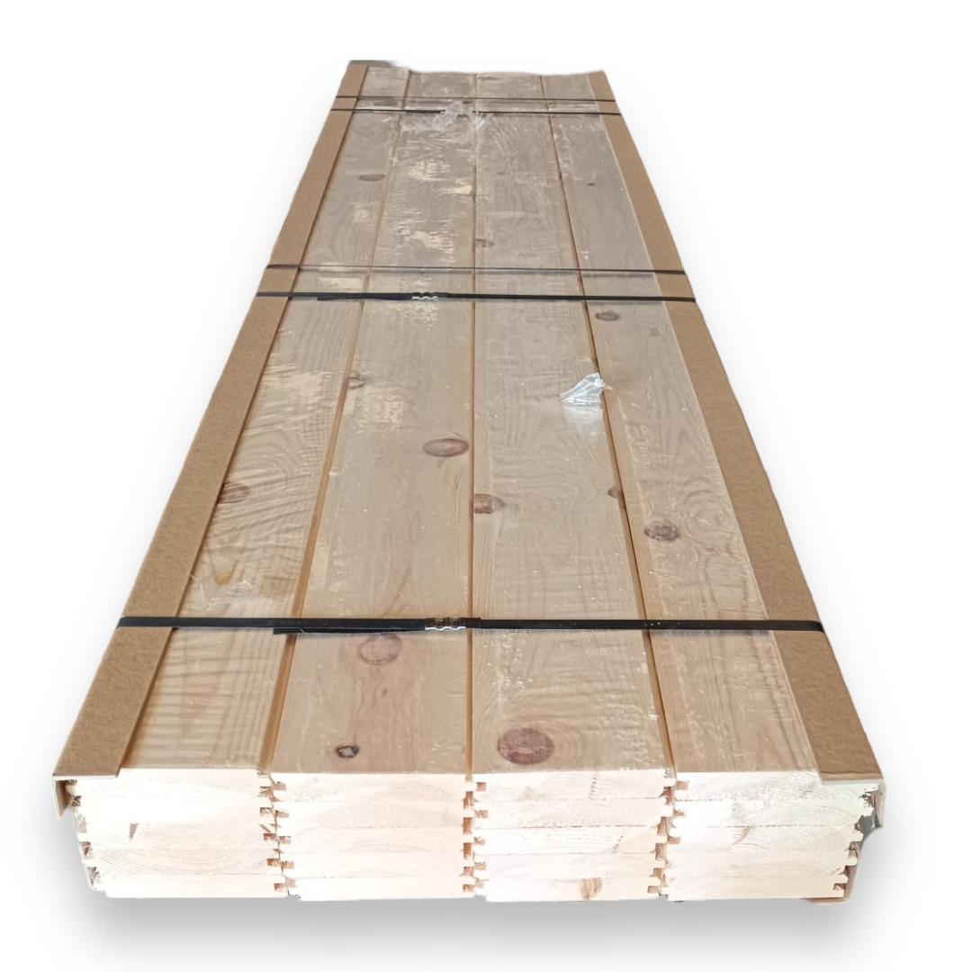 Lot de 10 lattes (2,88 m2) en pin massif rainure et languette avec 1 ...