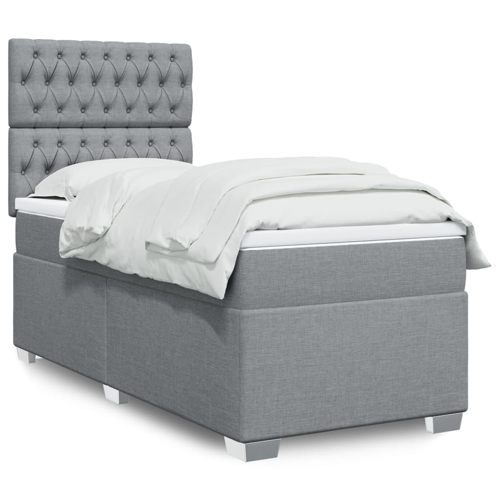 Lit simple | Lit adulte | Sommier à lattes de lit et matelas Gris clair ...