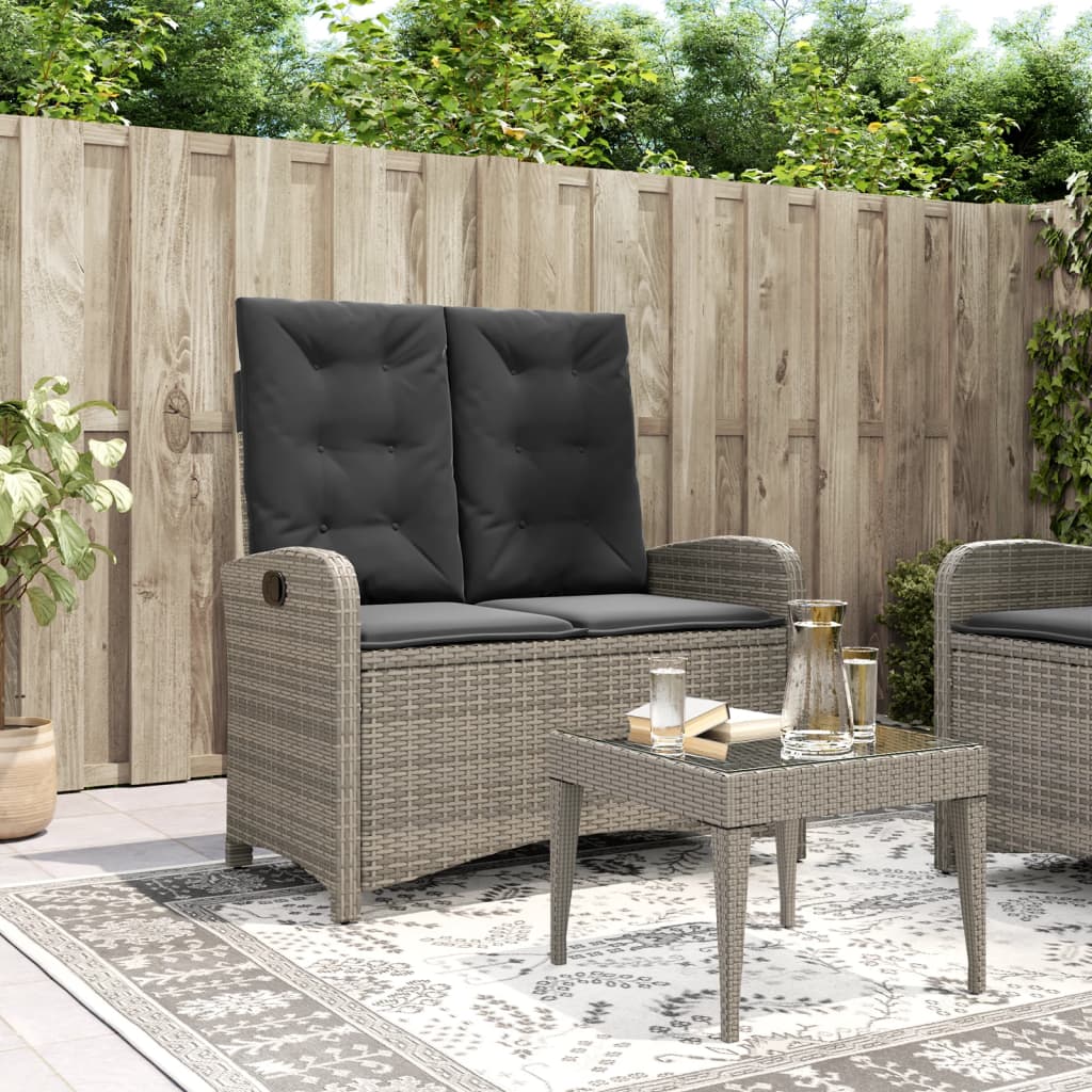 Banc inclinable de avec coussins gris résine tressée | Leroy Merlin