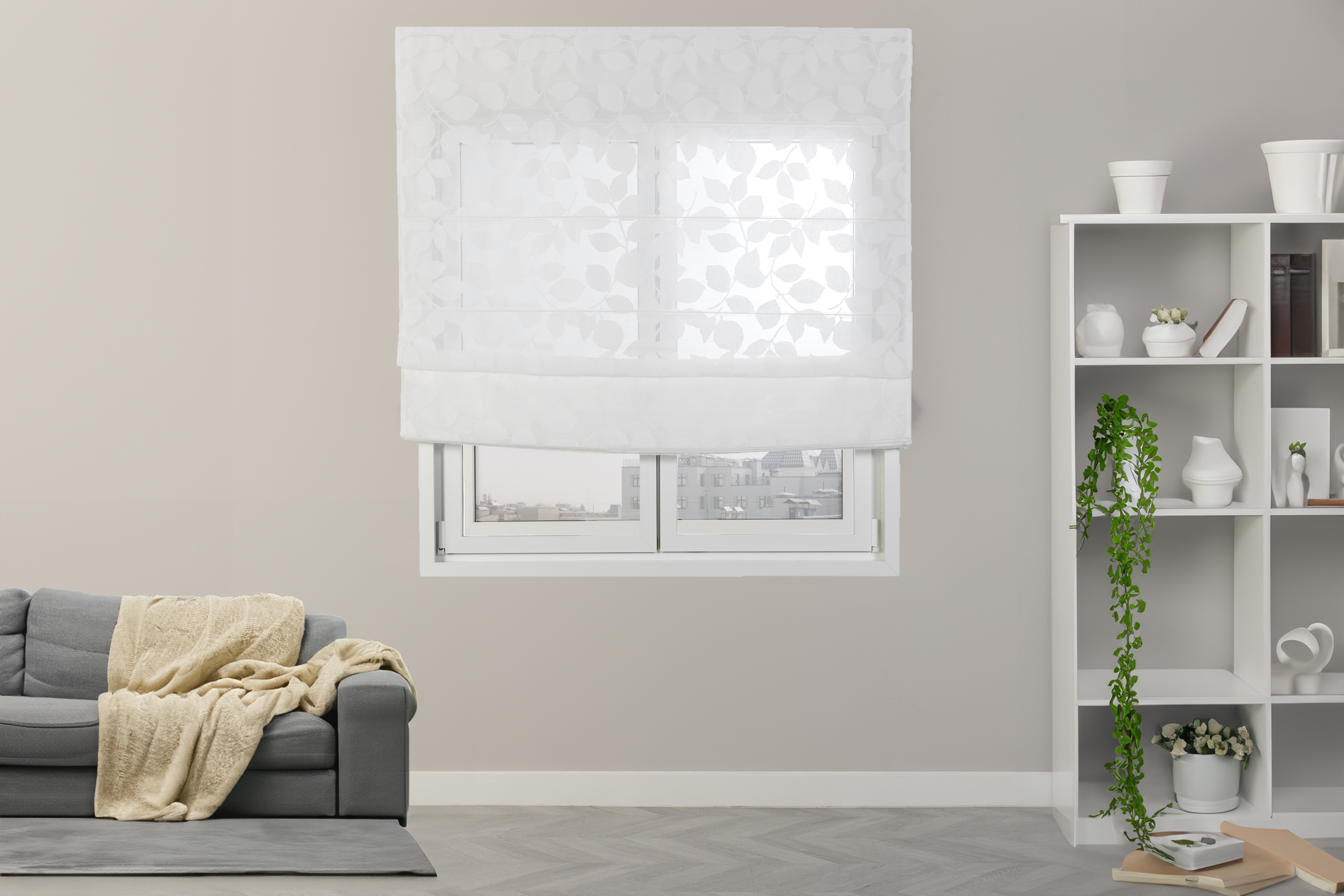 Store Bateau Nerja Tamisant Blanc Floral 105 X 250 | Leroy Merlin