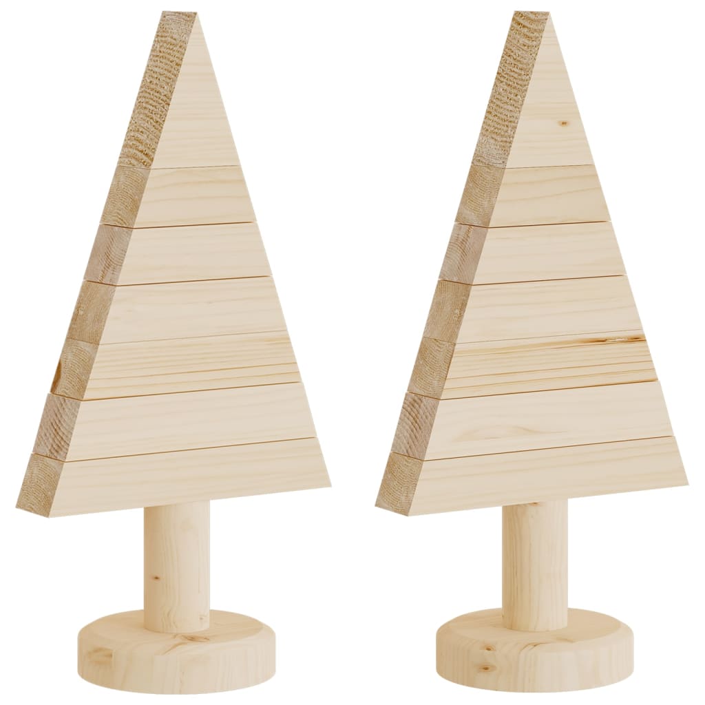 Sapins de Noël en bois 2 pcs pin massif 30 cm | Leroy Merlin