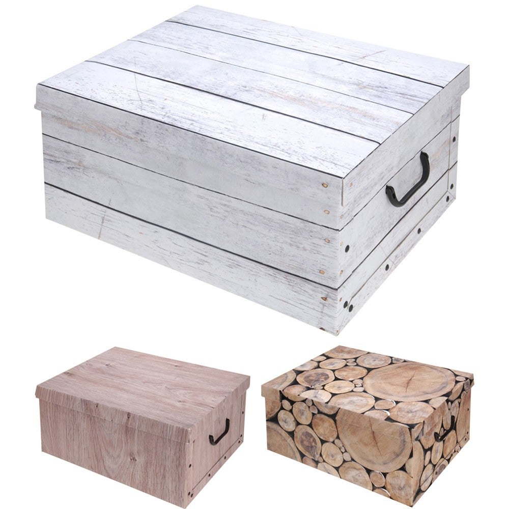 *CAJA CARTON DECORADO MADERAS 37x30x16 CM | Leroy Merlin