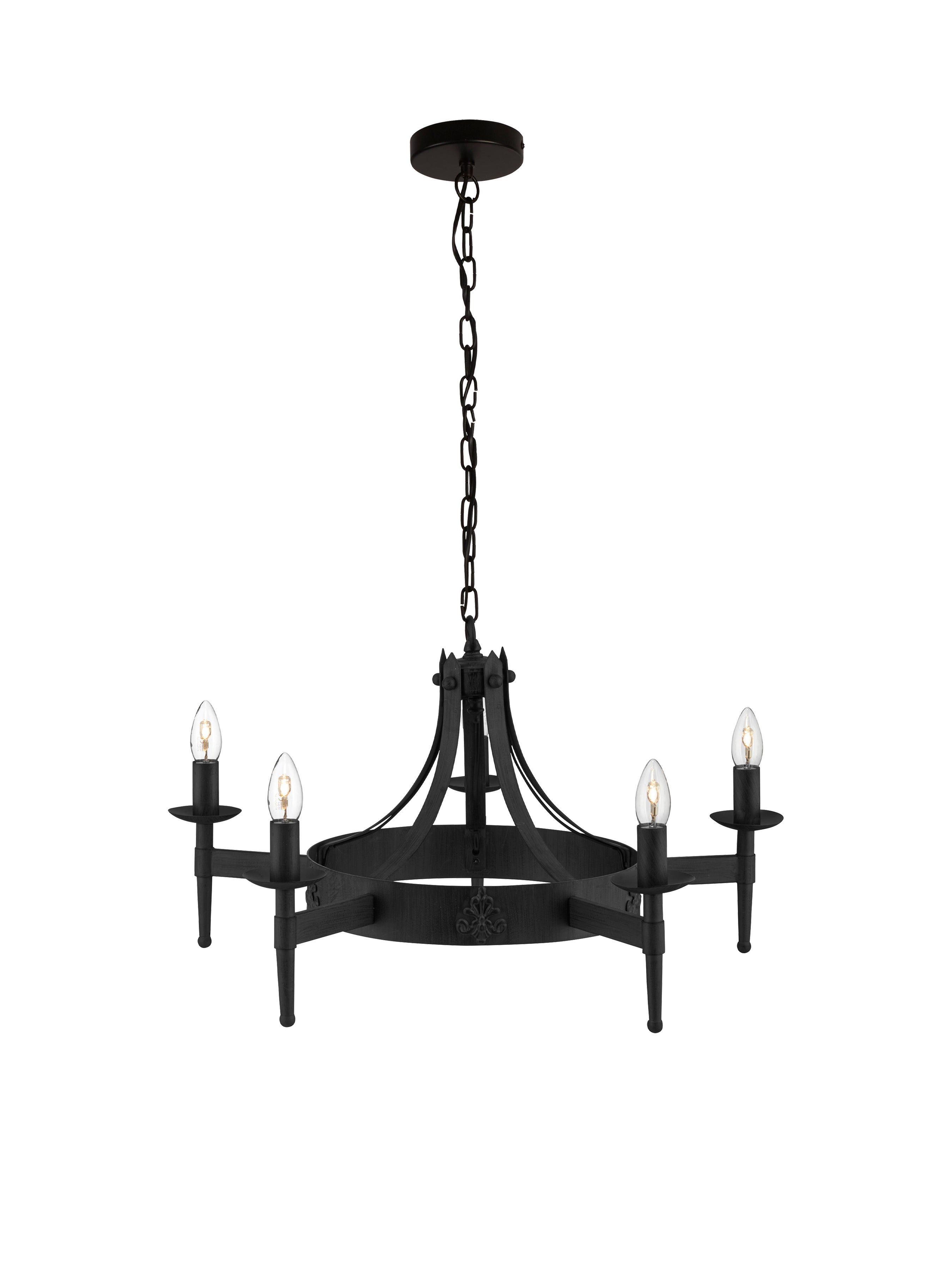 Plafonnier cartwheel 5 ampoules fer forgé noir | Leroy Merlin