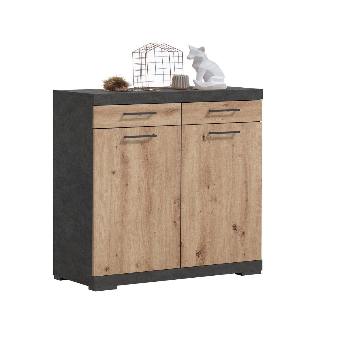 Commode de Rangement 2 Portes 2 Tiroirs L80cm - Bristol | Leroy Merlin